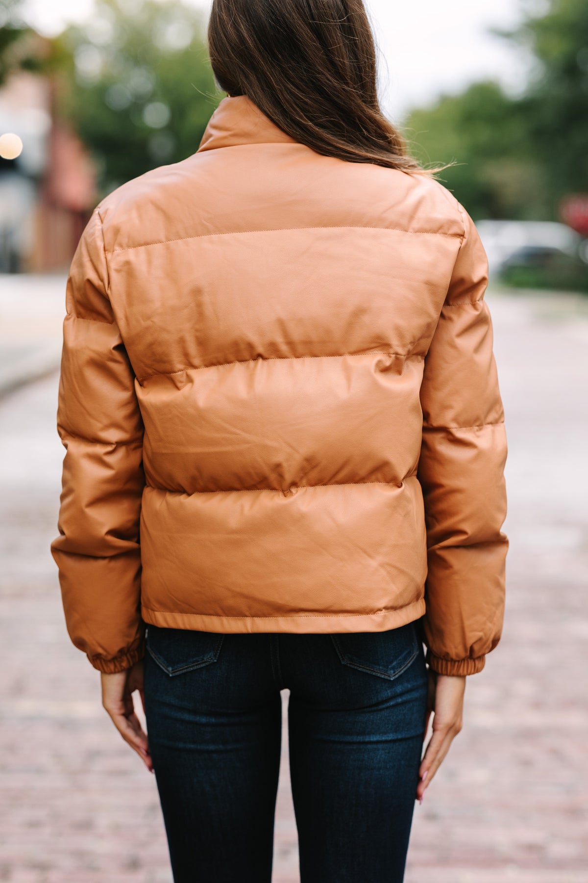 Give It Your All Camel Brown Faux Leather Puffer Jacket – Shop the Mint