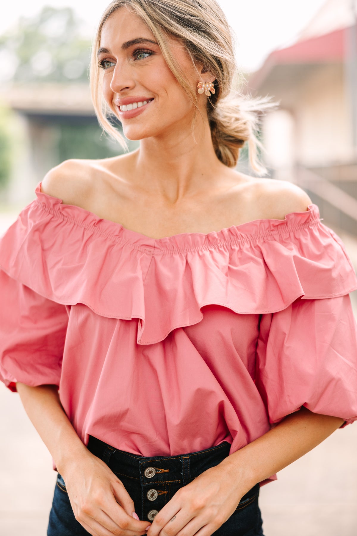 Dreaming Of You Deep Blush Pink Ruffled Blouse – Shop the Mint