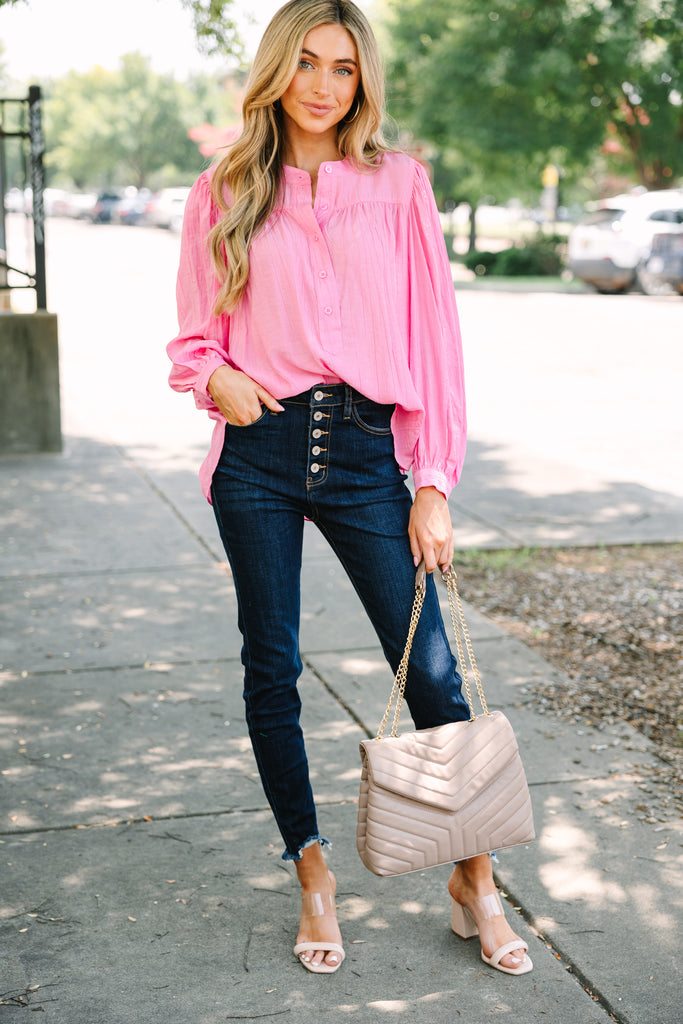 Show Them All Bright Pink Button Down Blouse – Shop the Mint