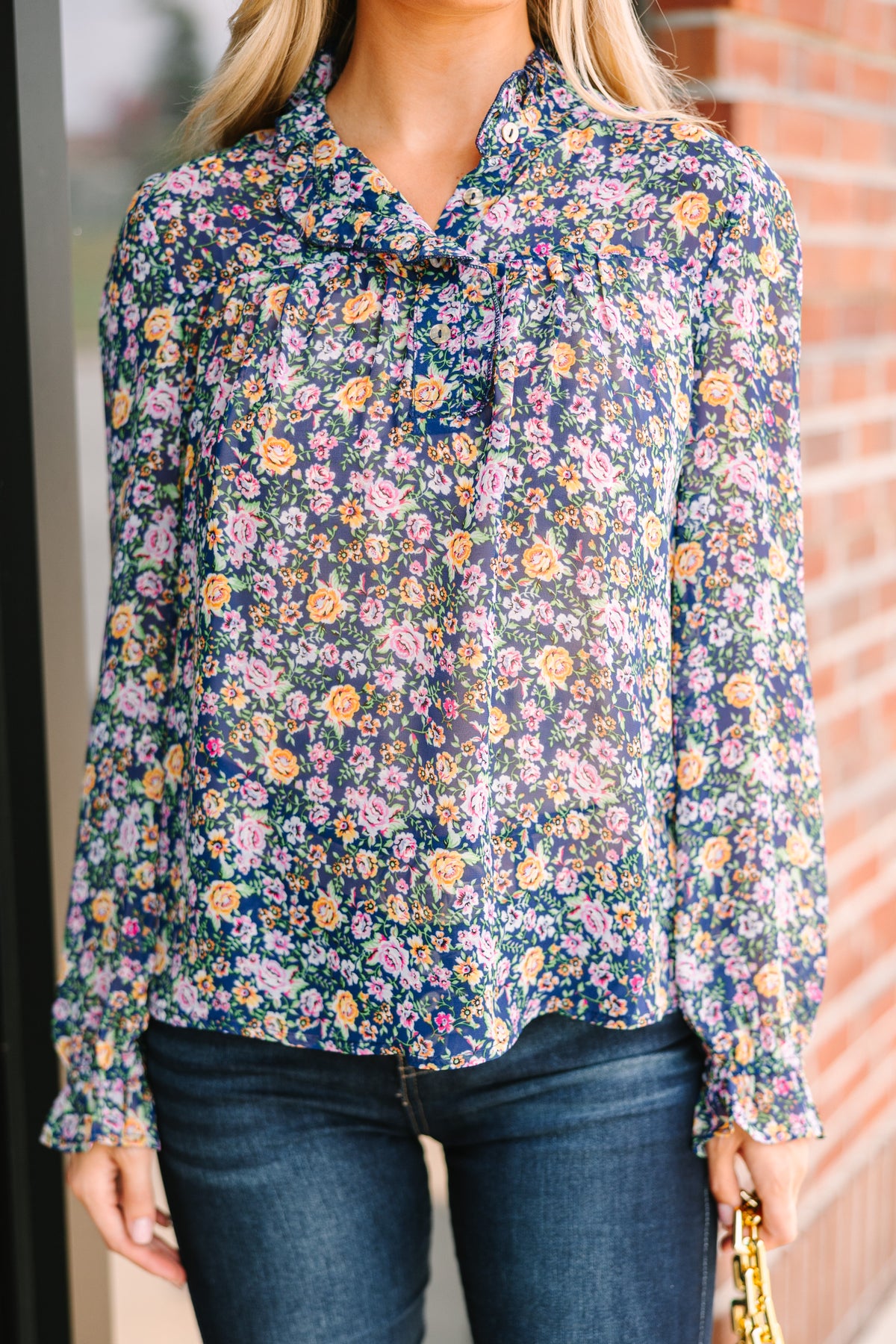 Live Your Life Navy Blue Ditsy Floral Blouse – Shop the Mint