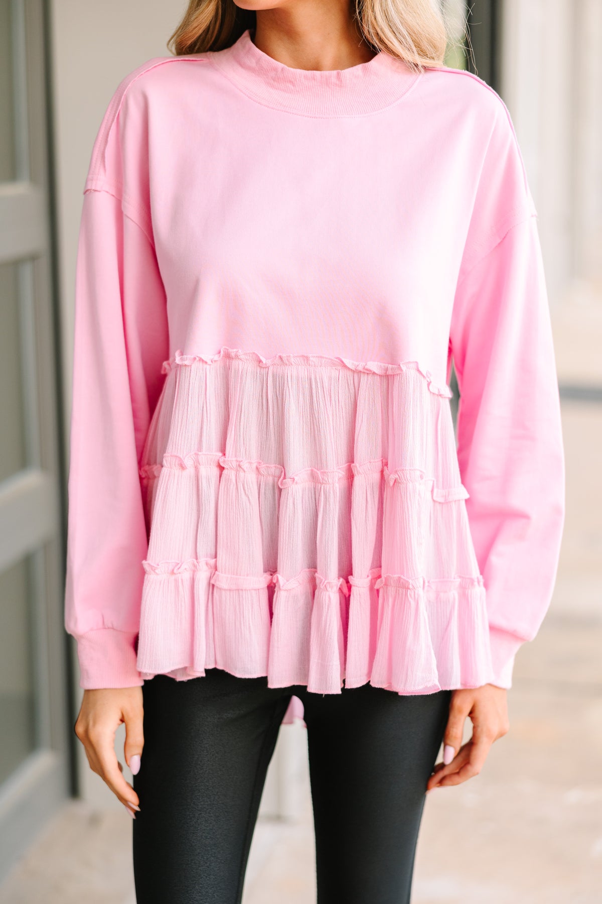 Lots Of Love Light Pink Ruffled Sweater – Shop the Mint