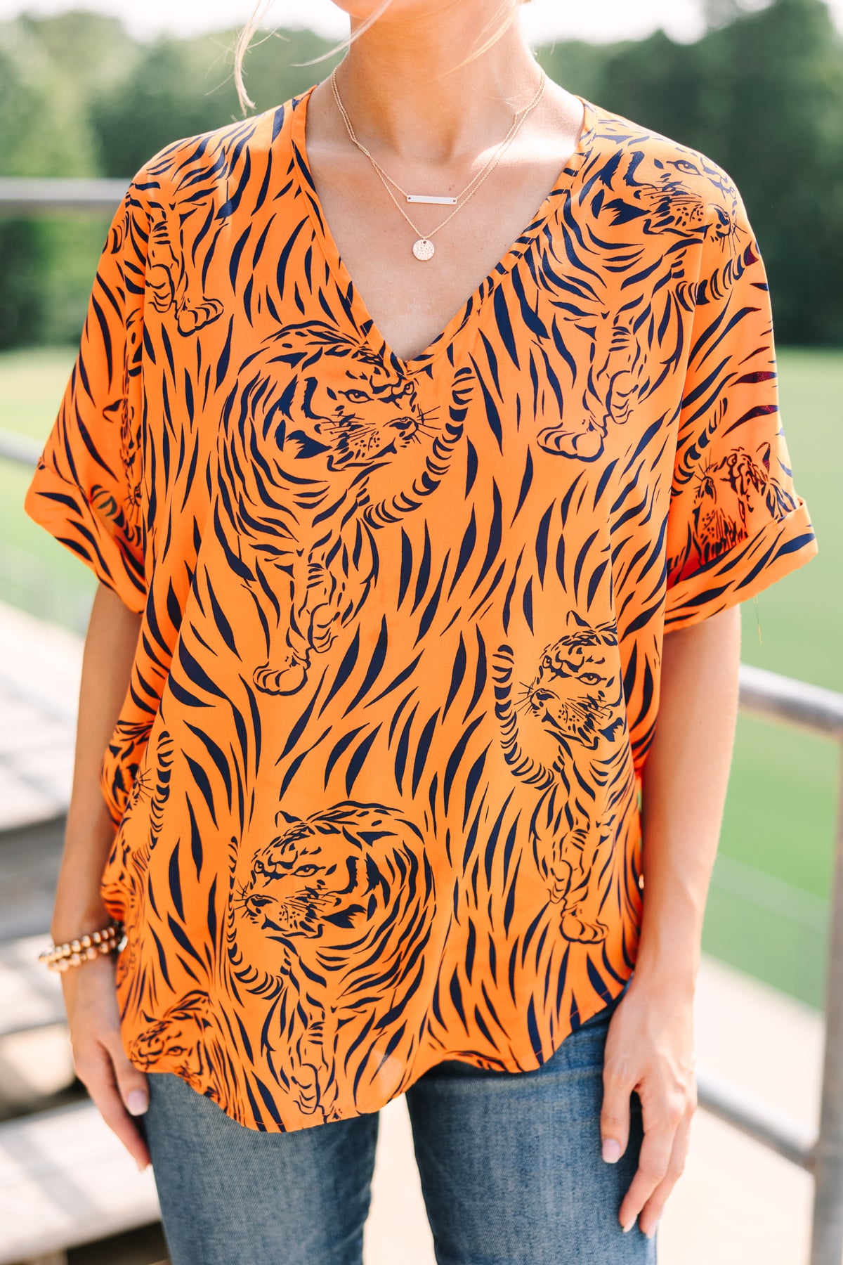 The Madison Orange Tiger Stripe Blouse – Shop the Mint