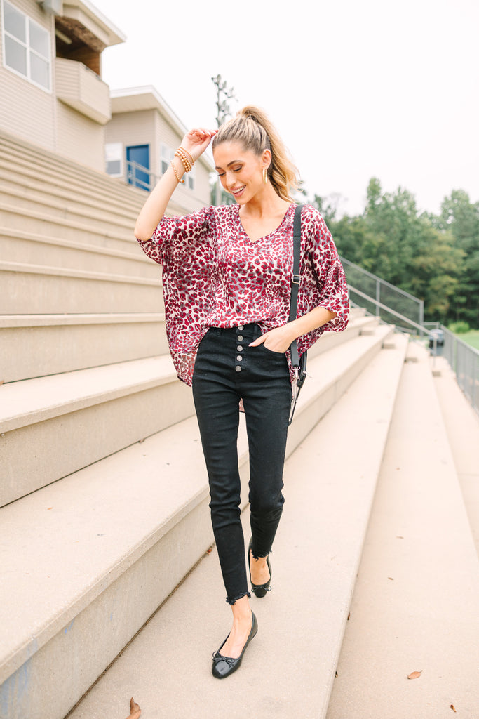 The Sadie Maroon Leopard Print Blouse – Shop the Mint