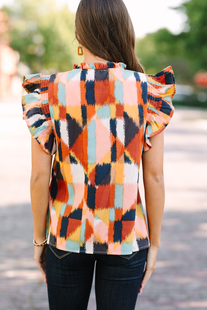 THML: Ready For The Day Brown Abstract Blouse – Shop the Mint