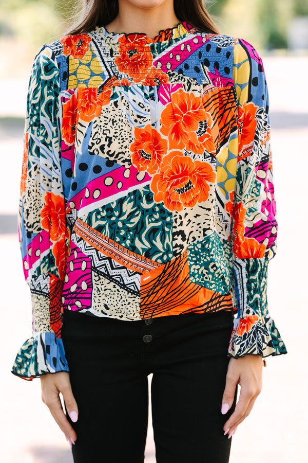 THML: Over And Over Black Mixed Print Blouse – Shop the Mint