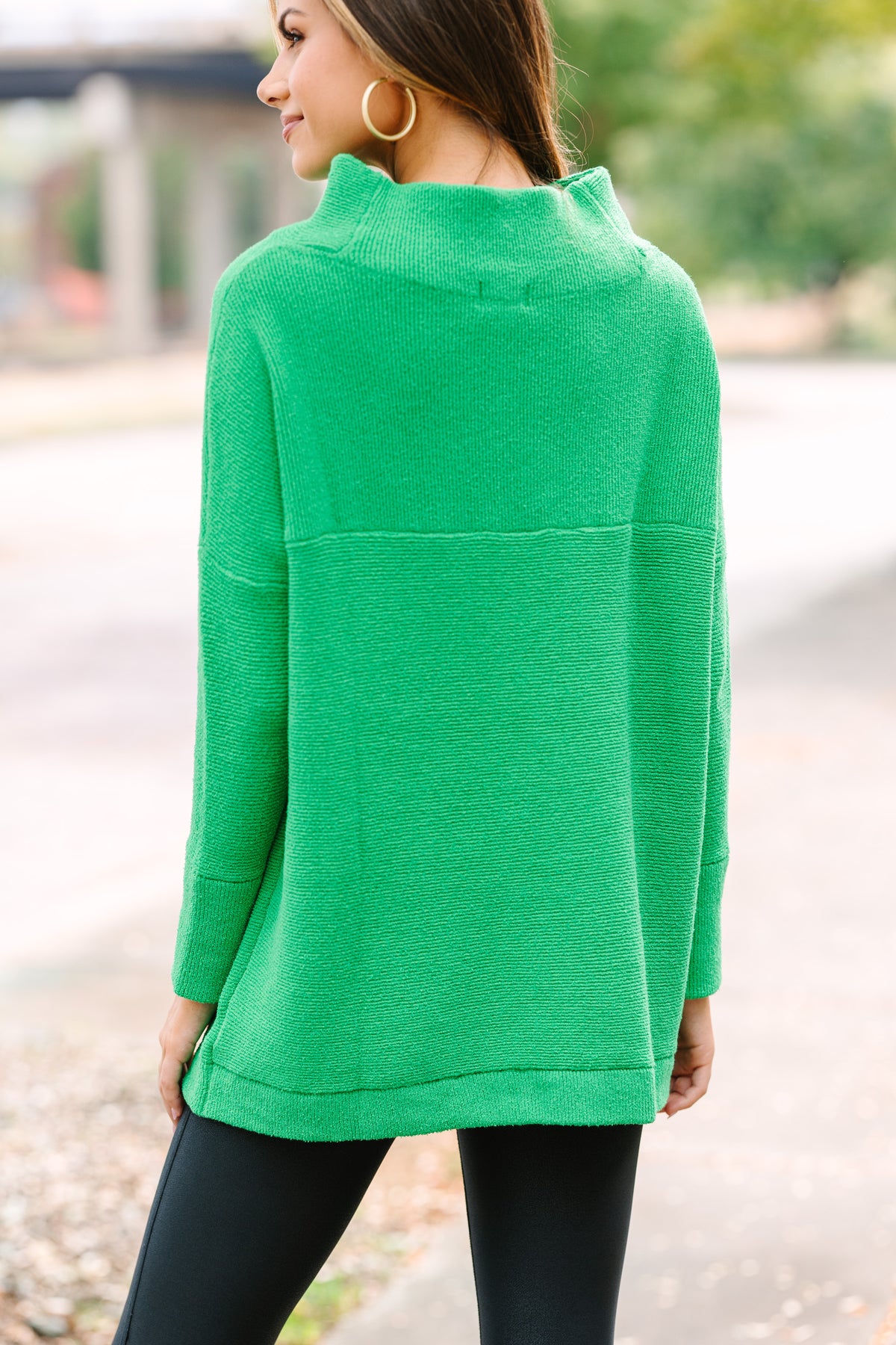 The Slouchy Kelly Green Mock Neck Tunic – Shop the Mint