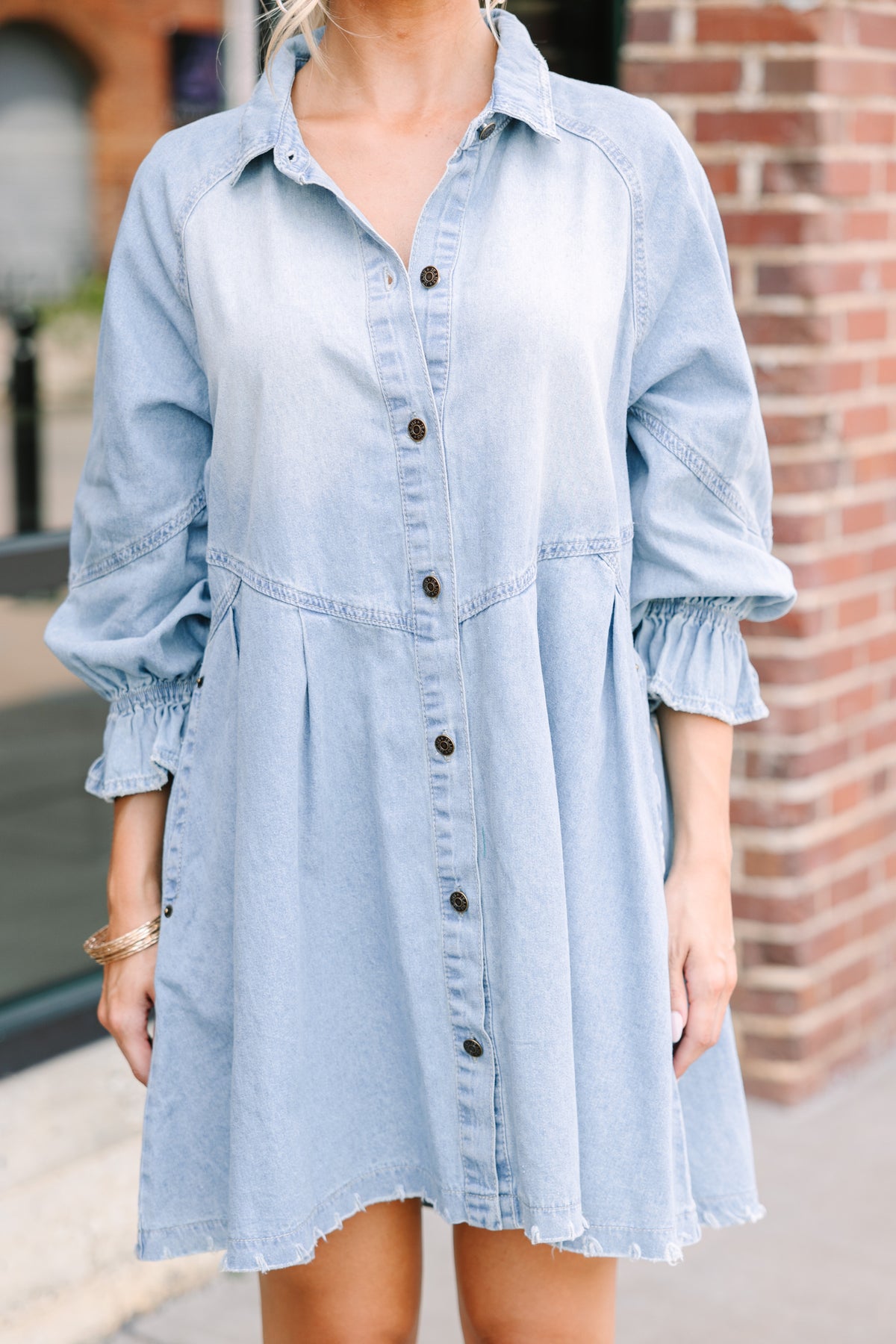 On Your Side Light Wash Denim Dress – Shop the Mint