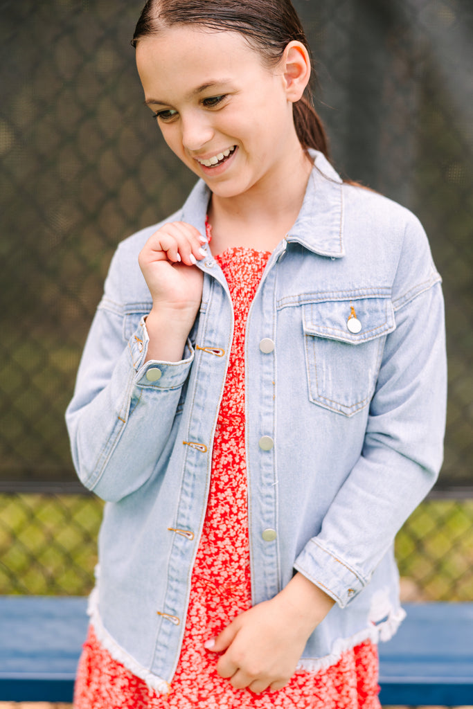 Girls: Be Yourself Light Wash Denim Jacket – Shop the Mint
