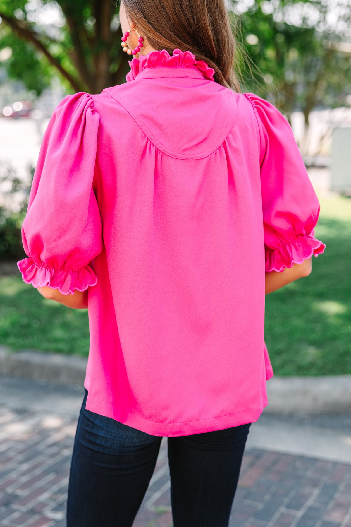 What A View Hot Pink Ruffle Blouse – Shop the Mint