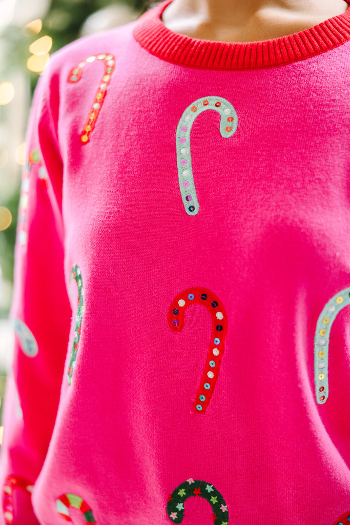 Candy Cane Craze Hot Pink Sweater – Shop the Mint