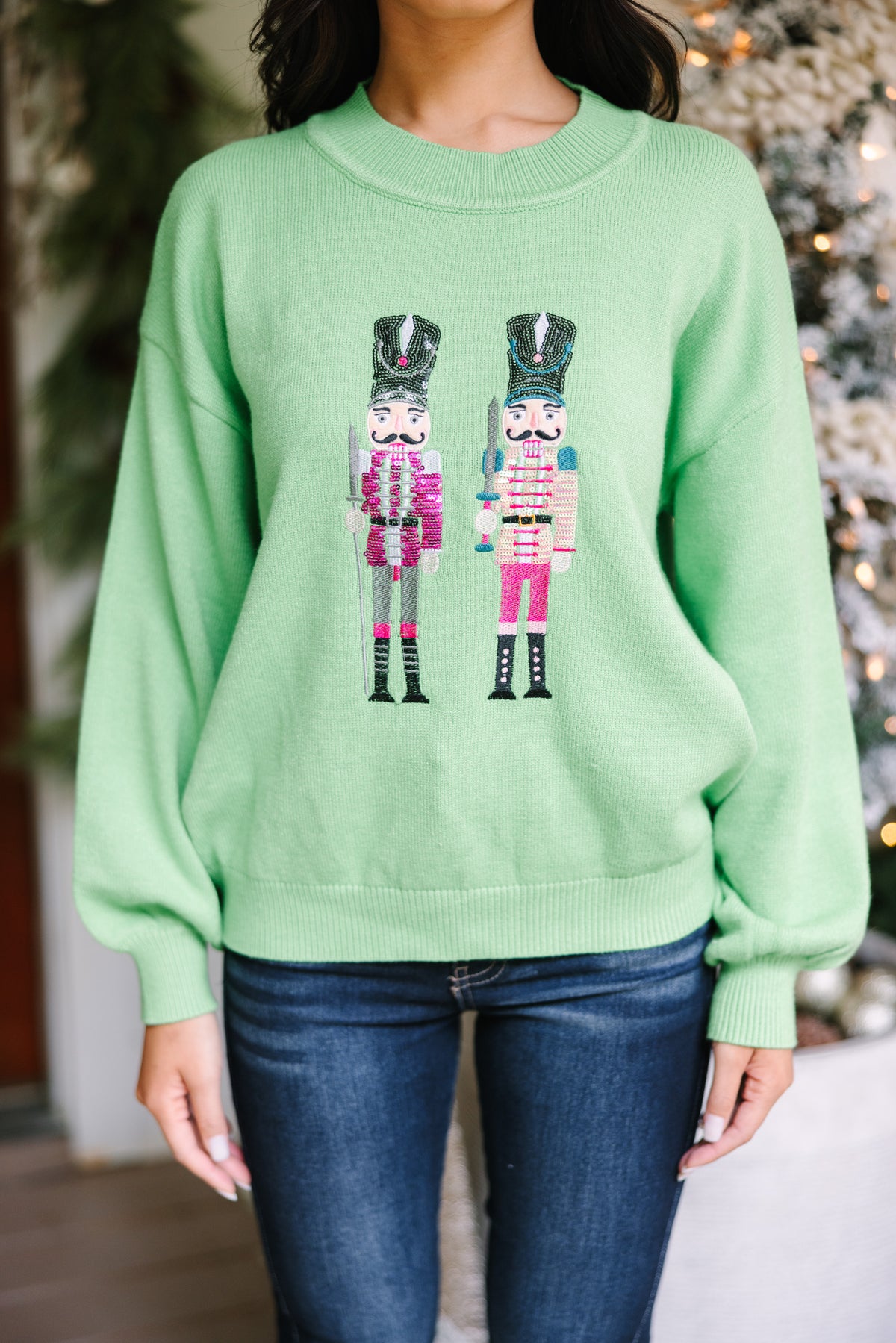 Nutcracker Fun Green Embroidered Sequin Sweater – Shop the Mint