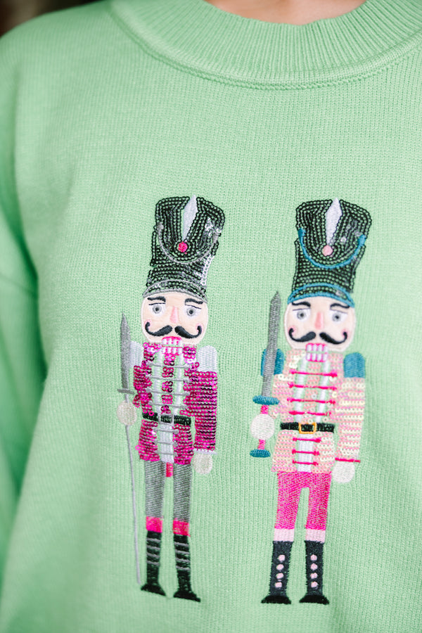 Nutcracker Fun Green Embroidered Sequin Sweater – Shop the Mint
