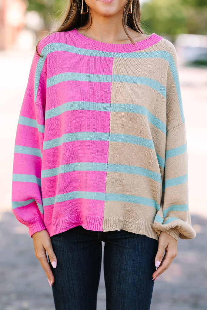 Ready For Anything Pink Striped Colorblock Sweater – Shop the Mint