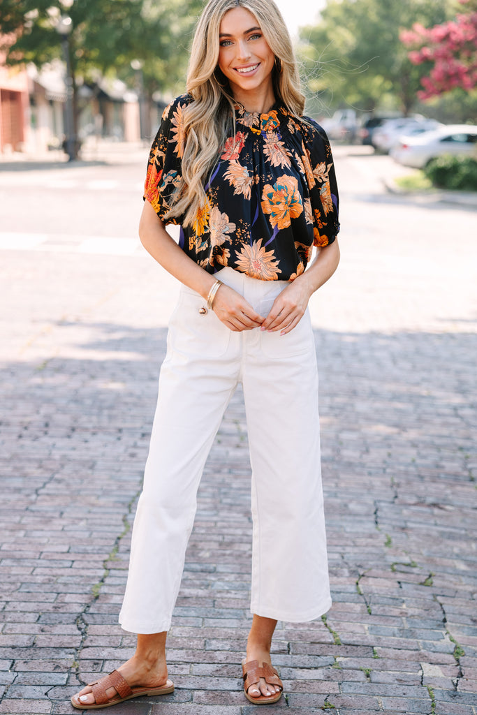 Feeling Fun Black Floral Bubble Sleeve Blouse – Shop the Mint