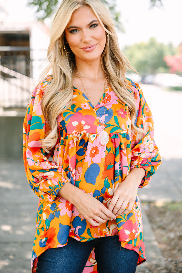 Feeling Wild Rust Orange Floral Tunic – Shop the Mint
