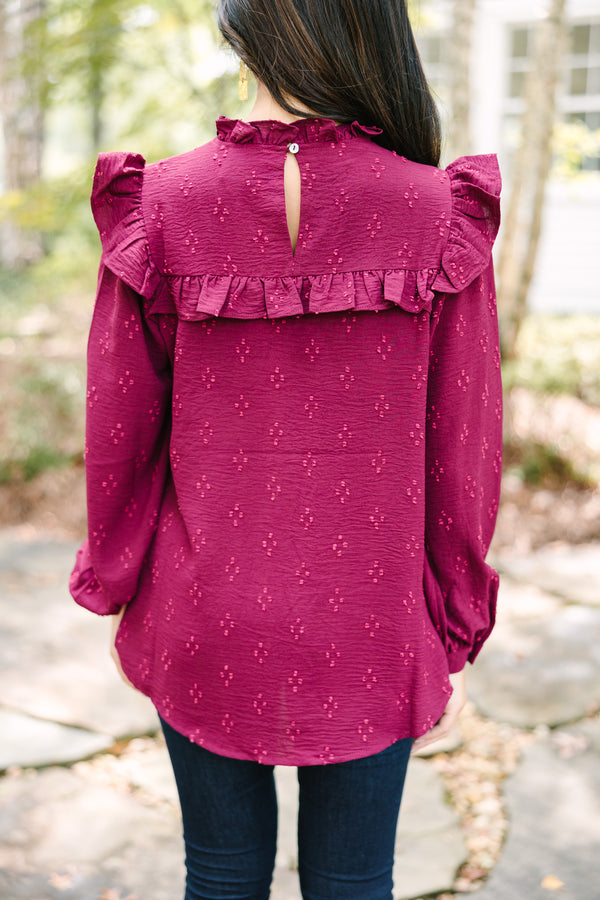 Romantic History Burgundy Red Ruffled Blouse – Shop the Mint