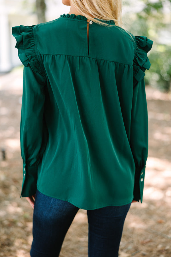 Save Your Applause Emerald Green Ruffled Blouse – Shop the Mint