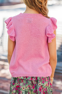 Girls: Certain Joy Candy Pink Knit Top – Shop the Mint