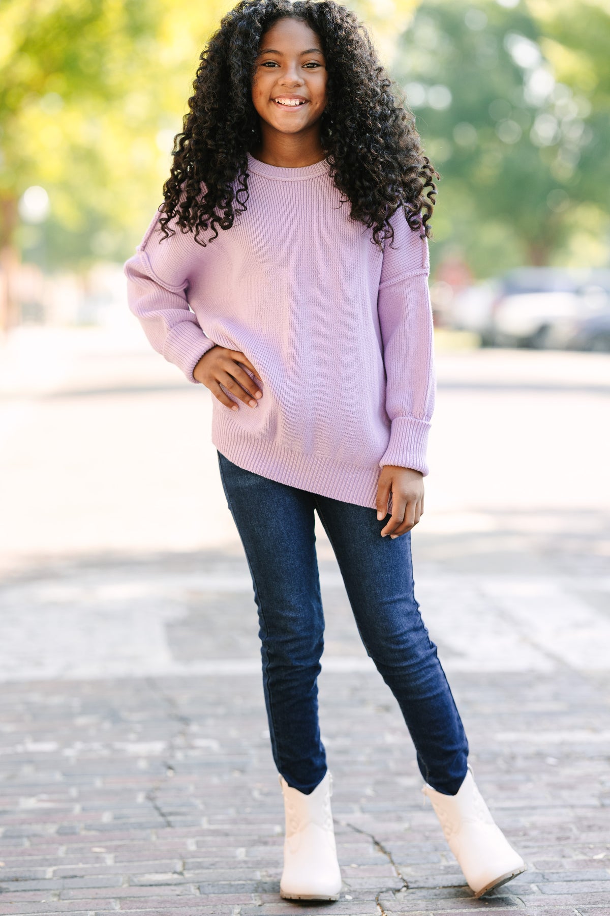 Girls: Give You Joy Lavender Purple Sweater – Shop the Mint