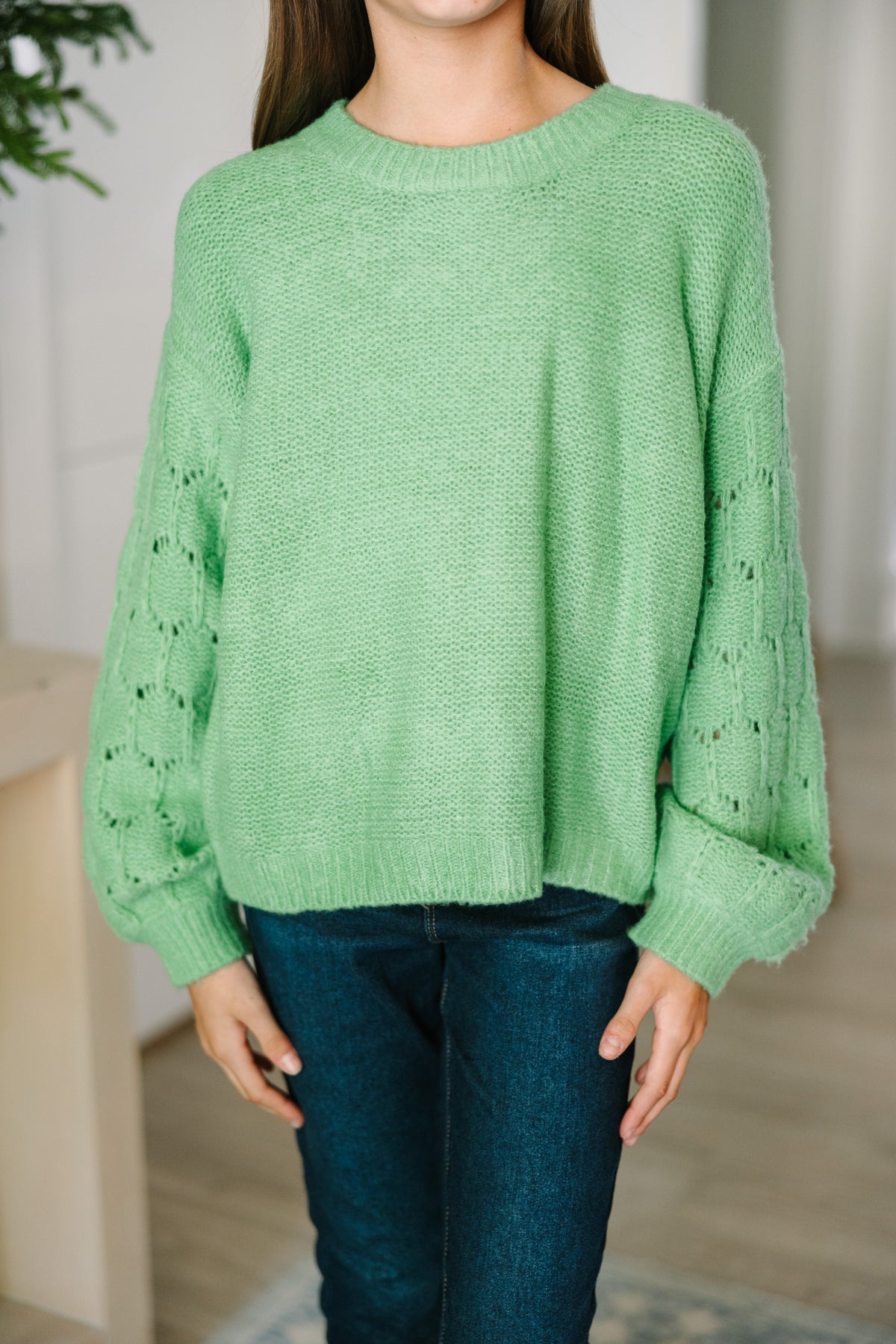 Girls: Feeling Close To You Mint Green Textured Sweater – Shop the Mint