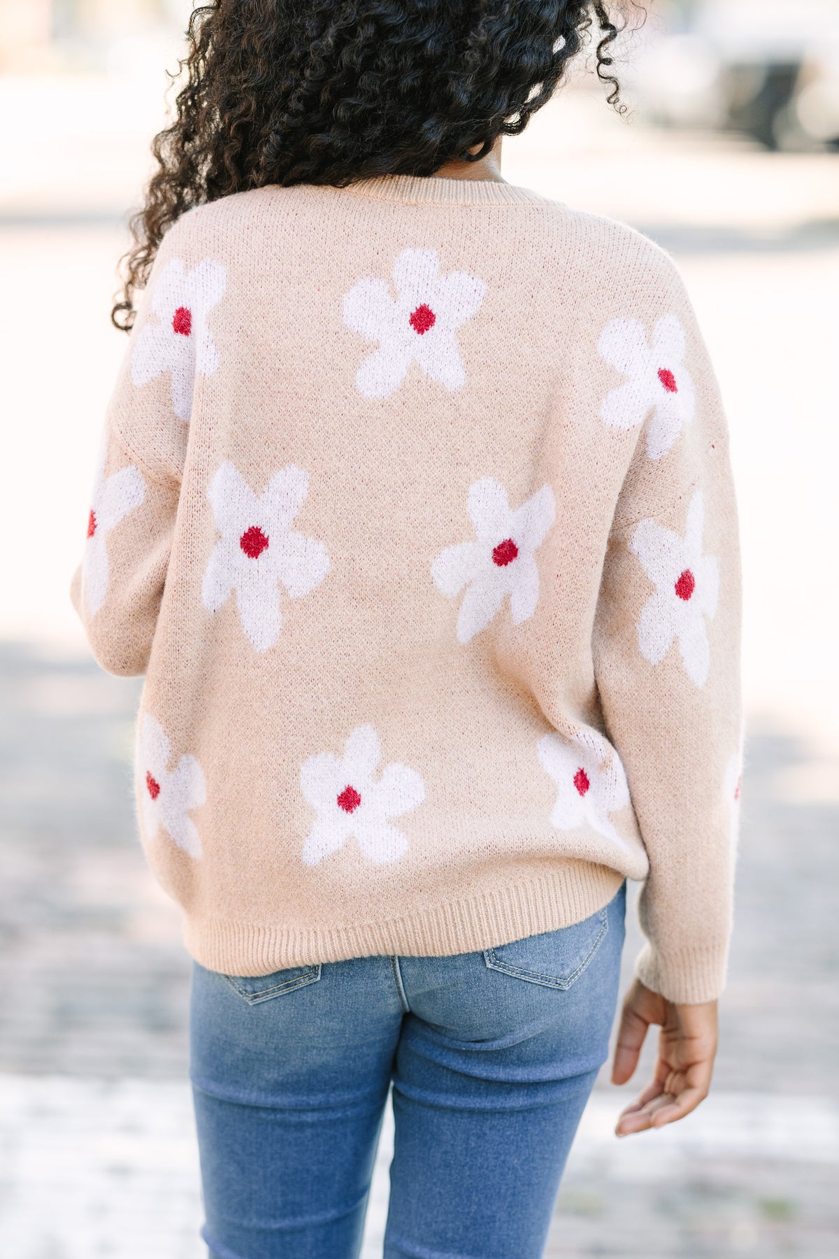 Girls: Feeling Fun Sand Brown Floral Sweater – Shop the Mint