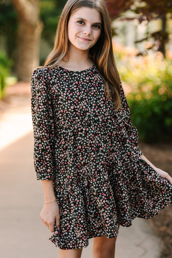 Girls: Can't Be Outdone Black Ditsy Floral Dress – Shop the Mint