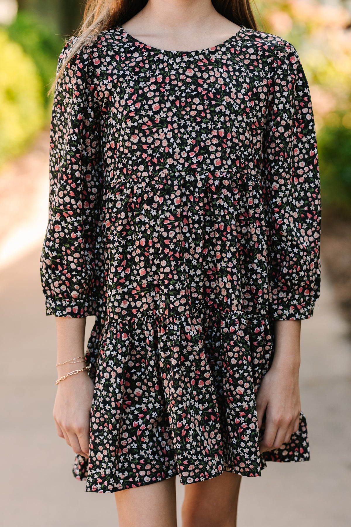Girls: Can't Be Outdone Black Ditsy Floral Dress – Shop the Mint