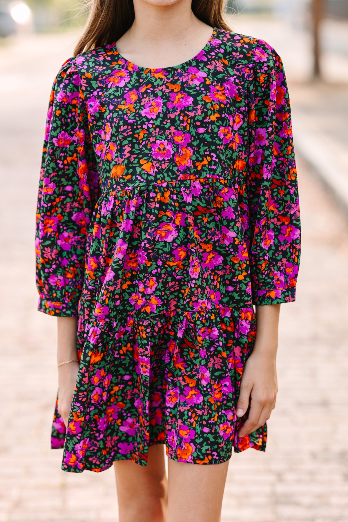Girls: Can't Be Outdone Black and Fuchsia Ditsy Floral Dress – Shop the ...