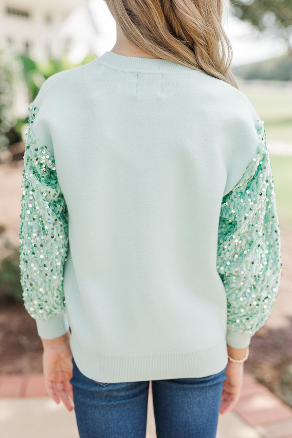 Girls: Don't Think Twice Mint Green Sequin Sweater – Shop the Mint