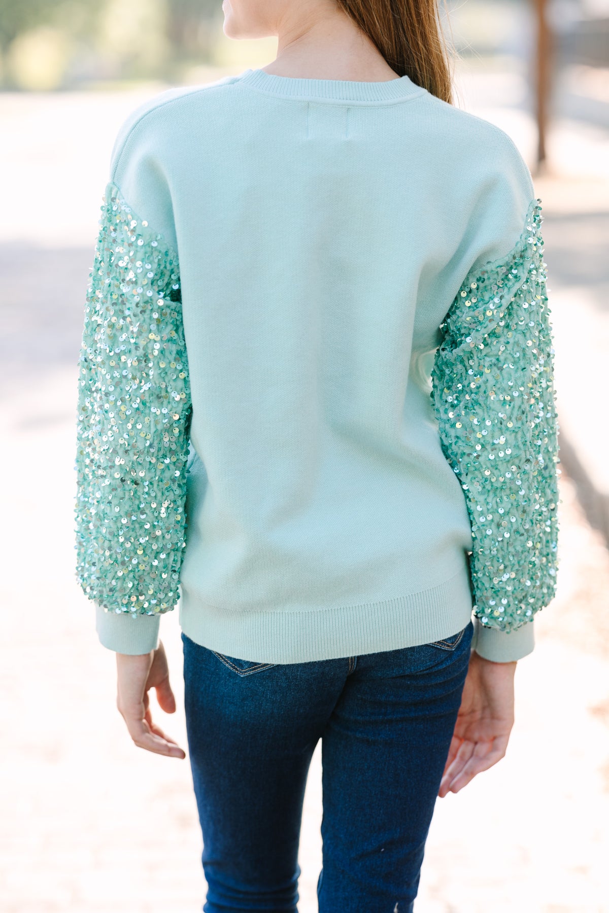 Girls: Don't Think Twice Mint Green Sequin Sweater – Shop the Mint