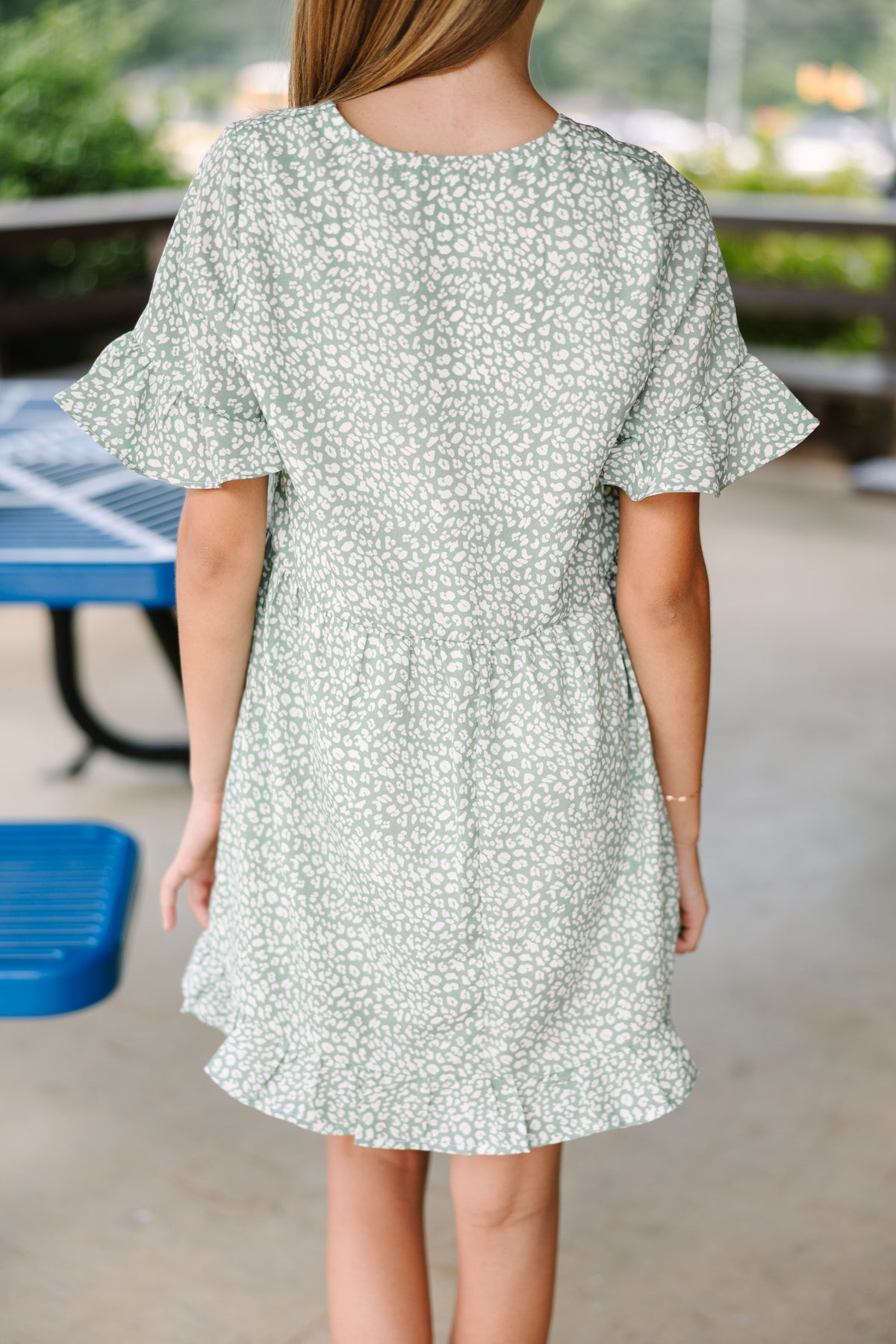 Girls: Dusk Till Dawn Spotted Dress - sage spotted – Shop the Mint