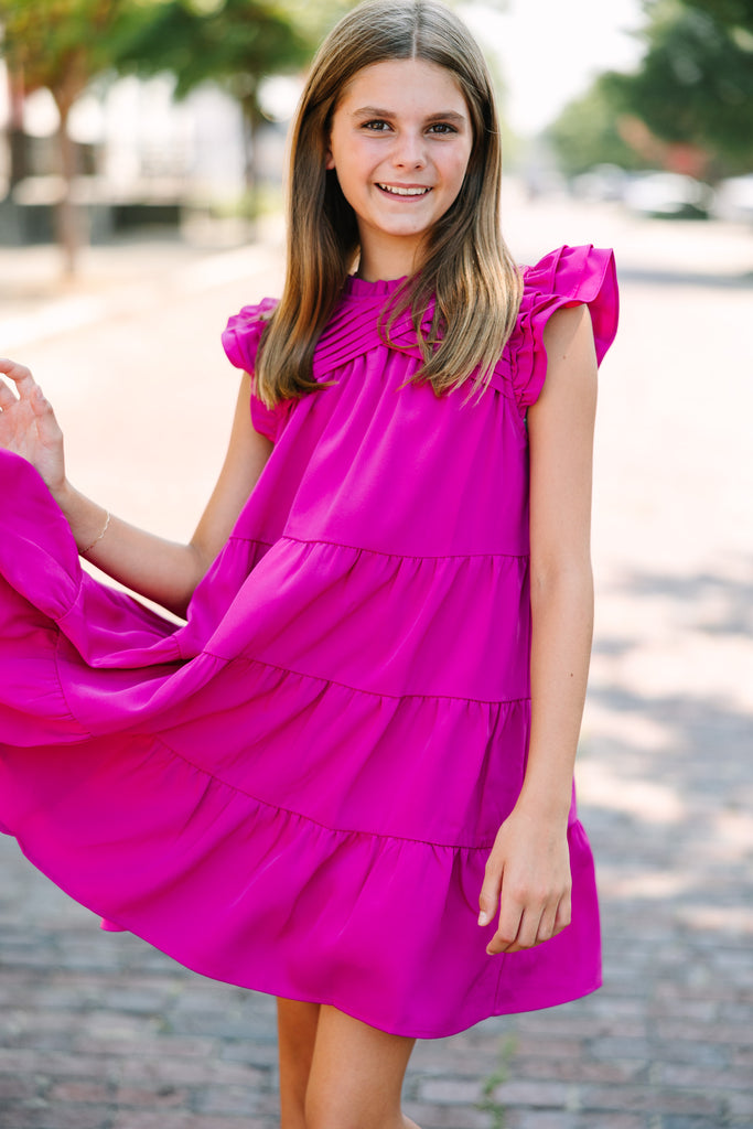 Girls: All About You Magenta Pink Ruffled Dress – Shop the Mint