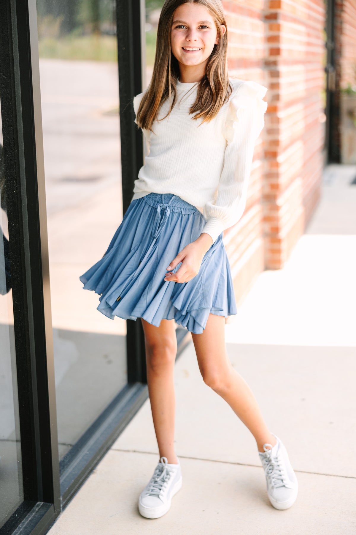 Girls: Reach Out Ivory White Ruffled Sweater – Shop the Mint