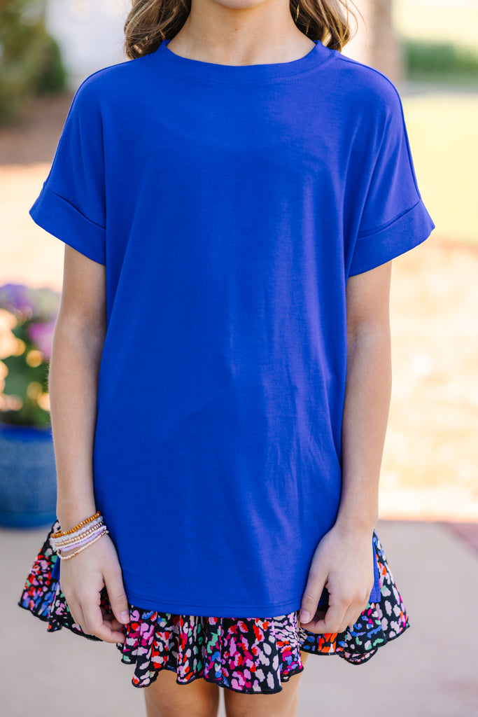 Girls: Make Your Life Easy Bright Blue Crew Neck Top – Shop the Mint