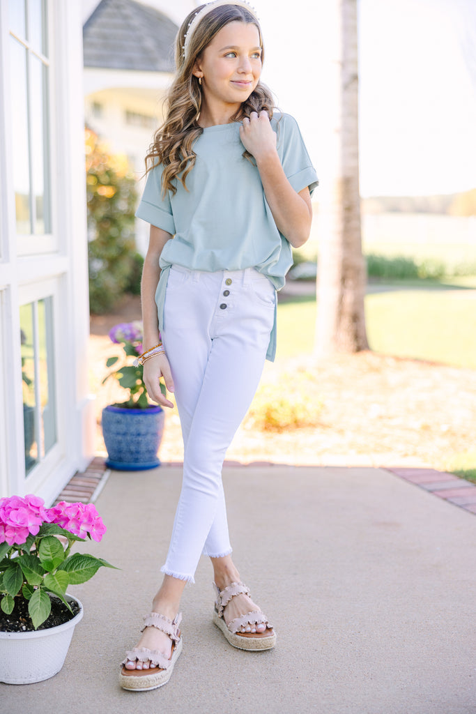 Girls: Make Your Life Easy Light Green Crew Neck Top – Shop the Mint