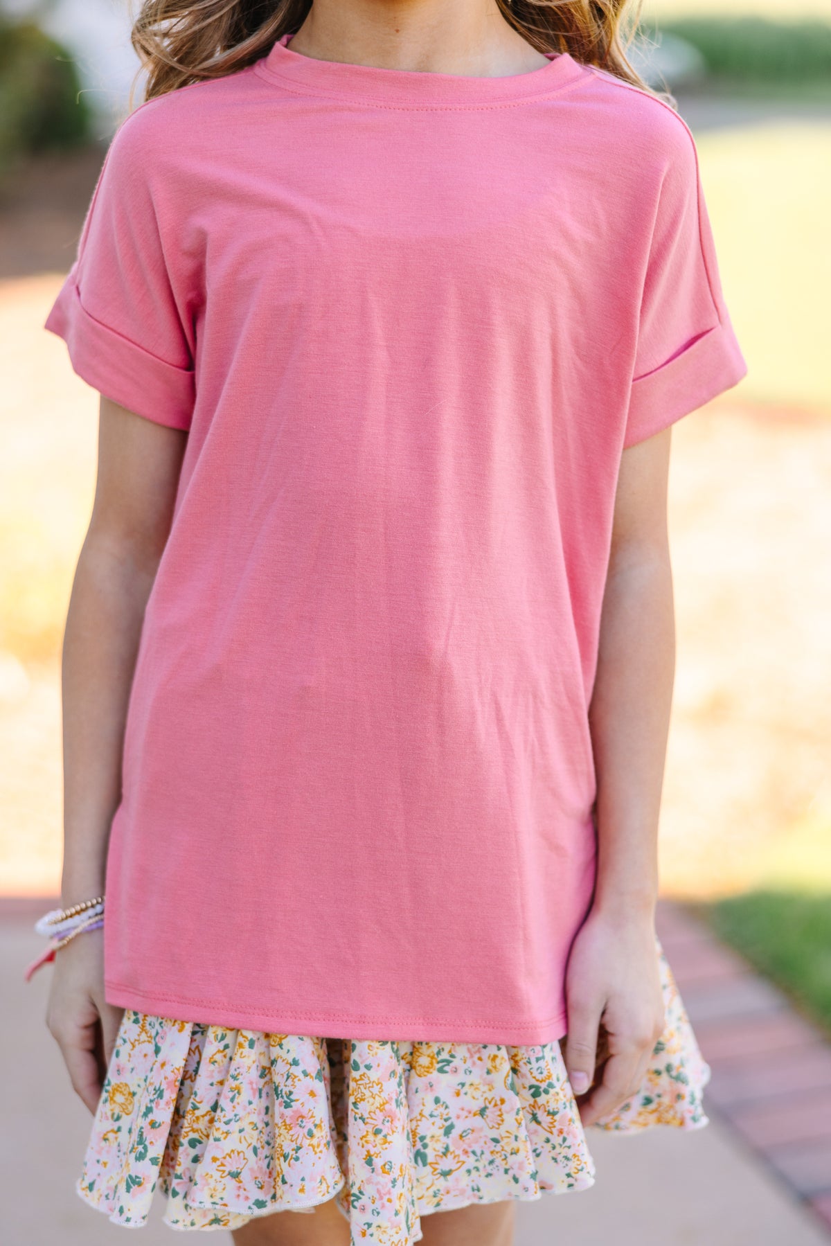 Girls: Make Your Life Easy Coral Orange Crew Neck Top – Shop the Mint