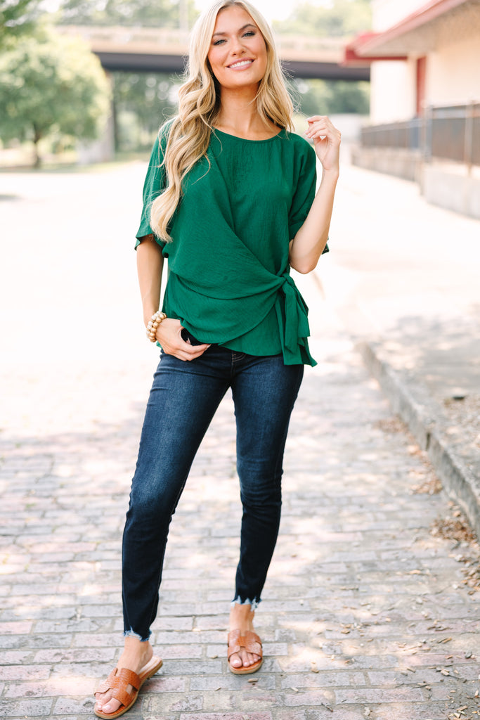 Happy Thoughts Emerald Green Tied Blouse – Shop the Mint