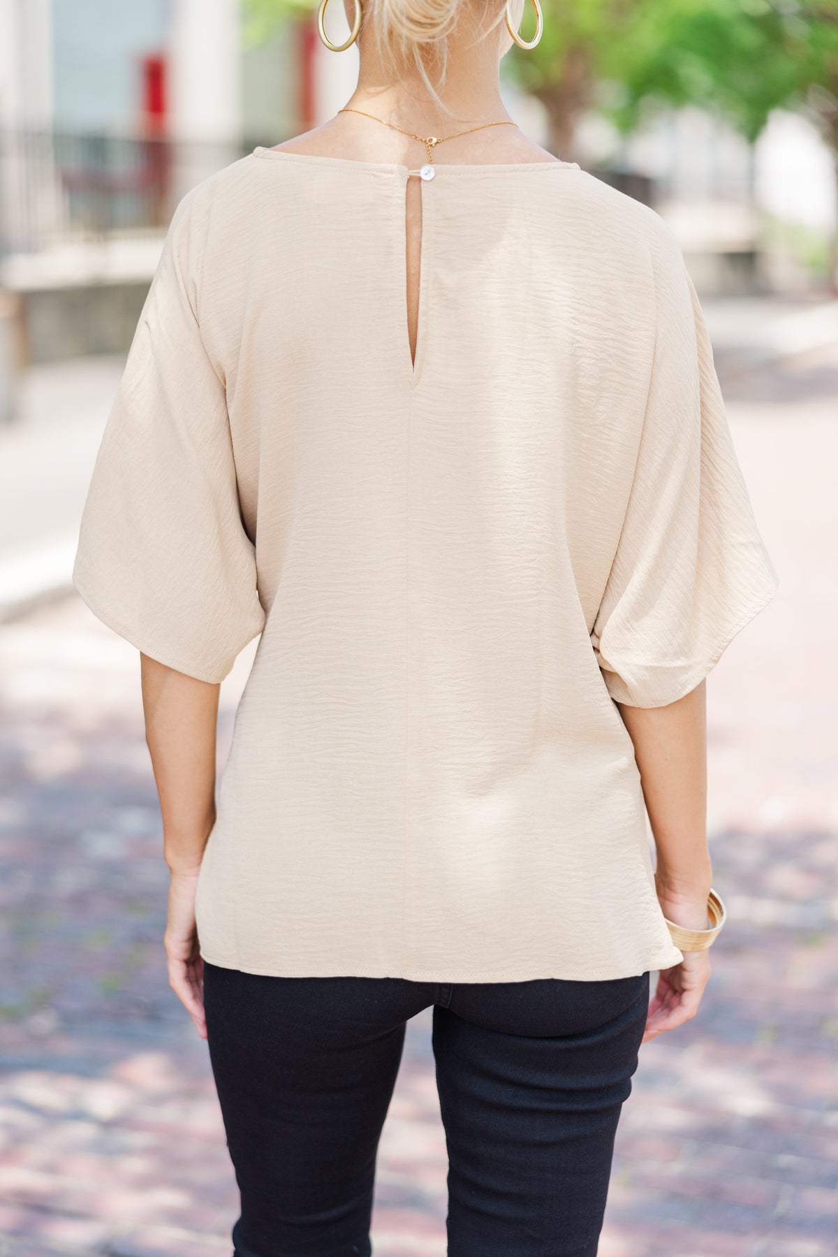 Happy Thoughts Taupe Brown Tied Blouse – Shop the Mint