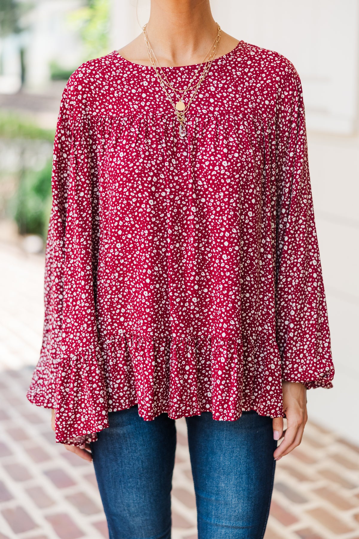 Feeling Blessed Burgundy Red Ditsy Leopard Tunic – Shop the Mint