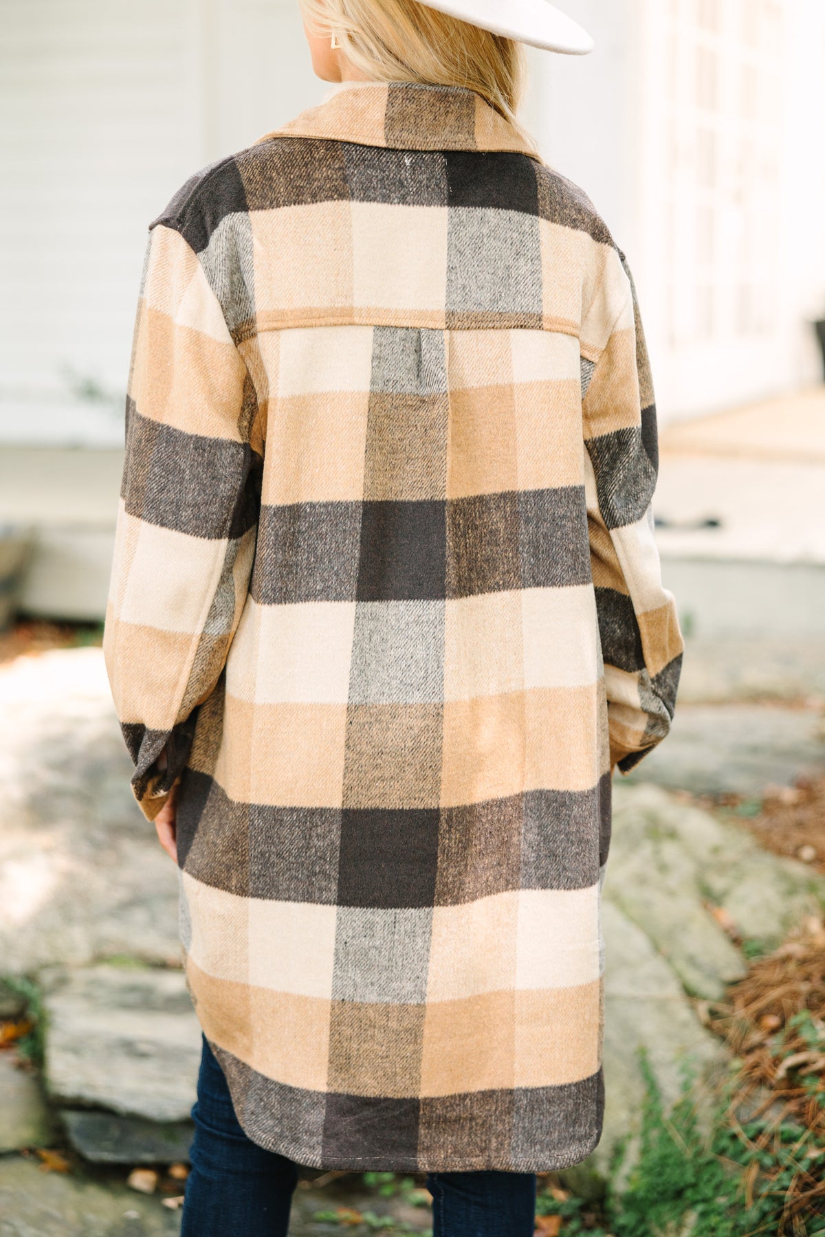 Good With It Camel Brown Plaid Shacket – Shop the Mint