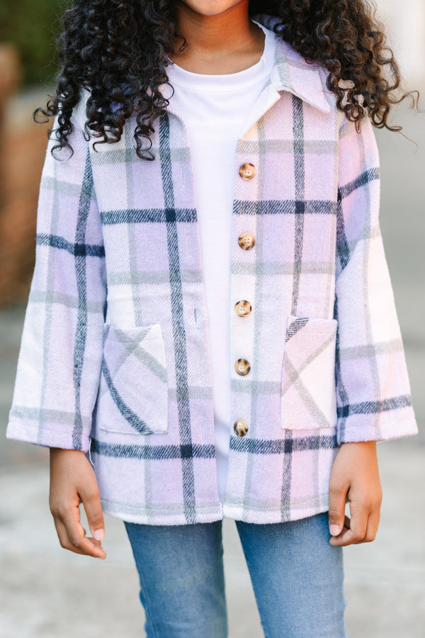 Girls: In Full Support Purple Plaid Shacket – Shop the Mint