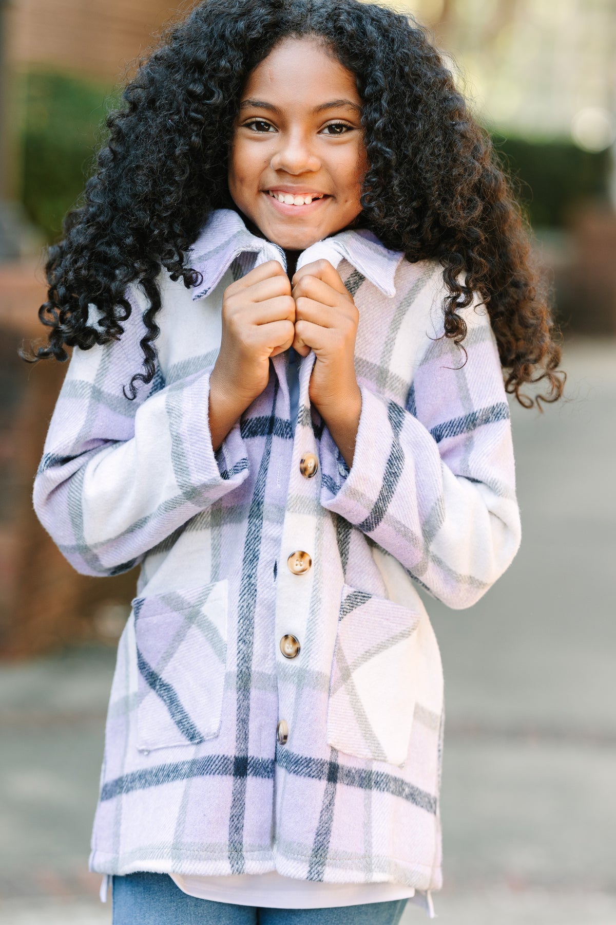 Girls: In Full Support Purple Plaid Shacket – Shop the Mint
