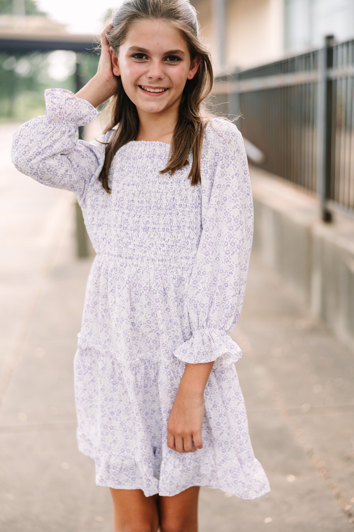 Girls: Let's Get Together Lavender Purple Ditsy Floral Smocked Dress ...