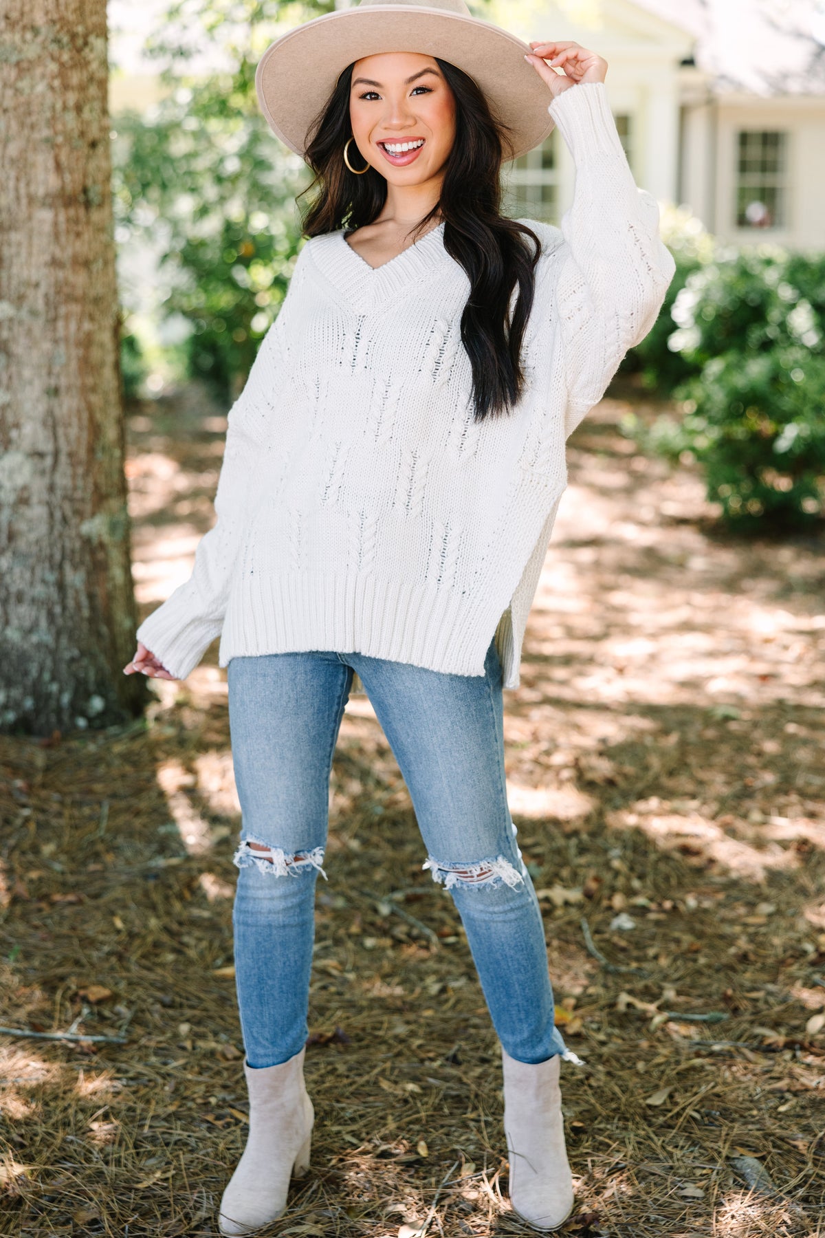Run Don't Walk Cream White Cable Knit Sweater – Shop the Mint