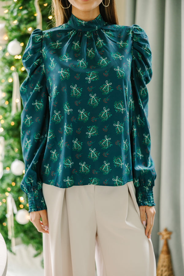 Be A Stand Out Emerald Green Floral Puff Sleeve Blouse – Shop the Mint