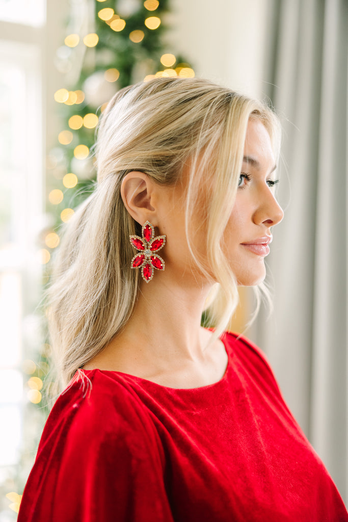 Glenda Ruby Red Rhinestone Earrings – Shop the Mint