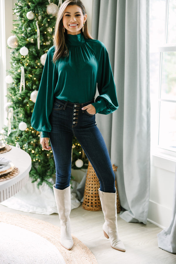 Feel This Way Emerald Green Satin Blouse – Shop the Mint