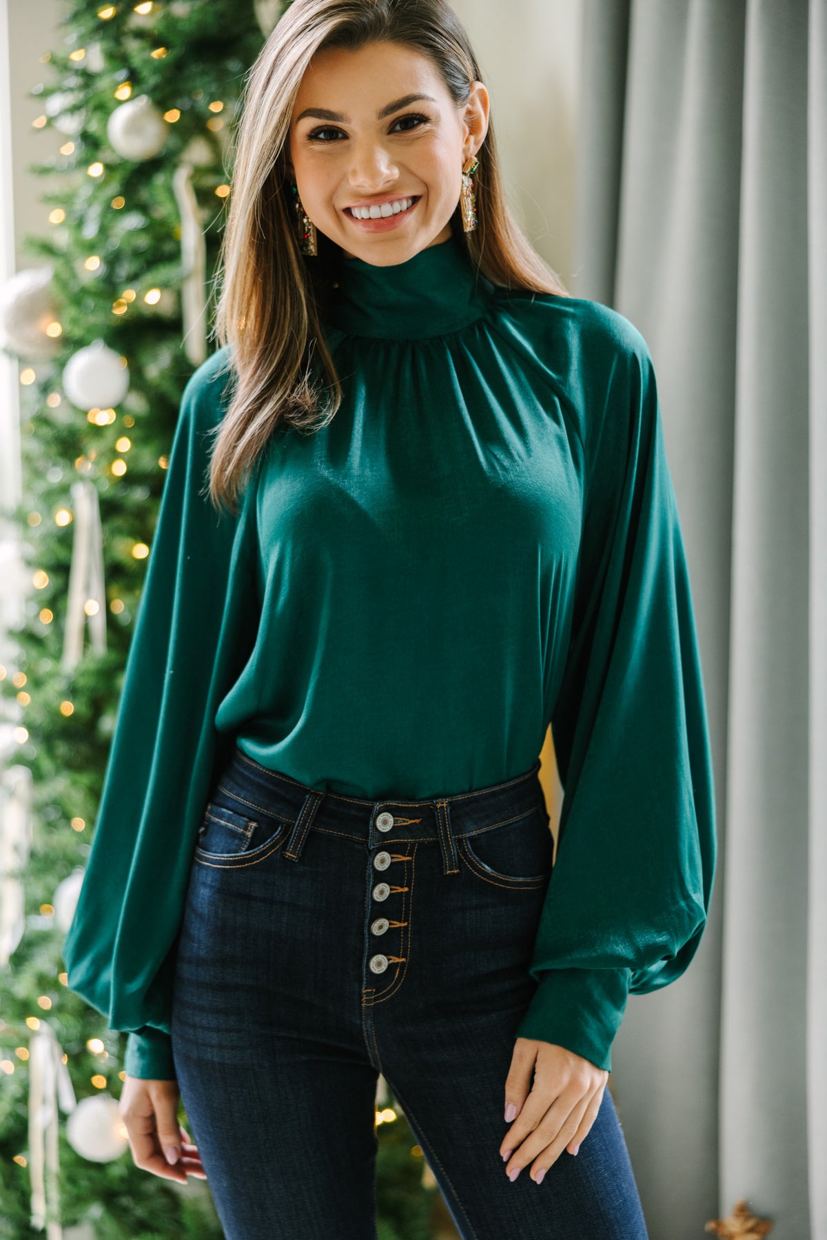 Feel This Way Emerald Green Satin Blouse – Shop the Mint
