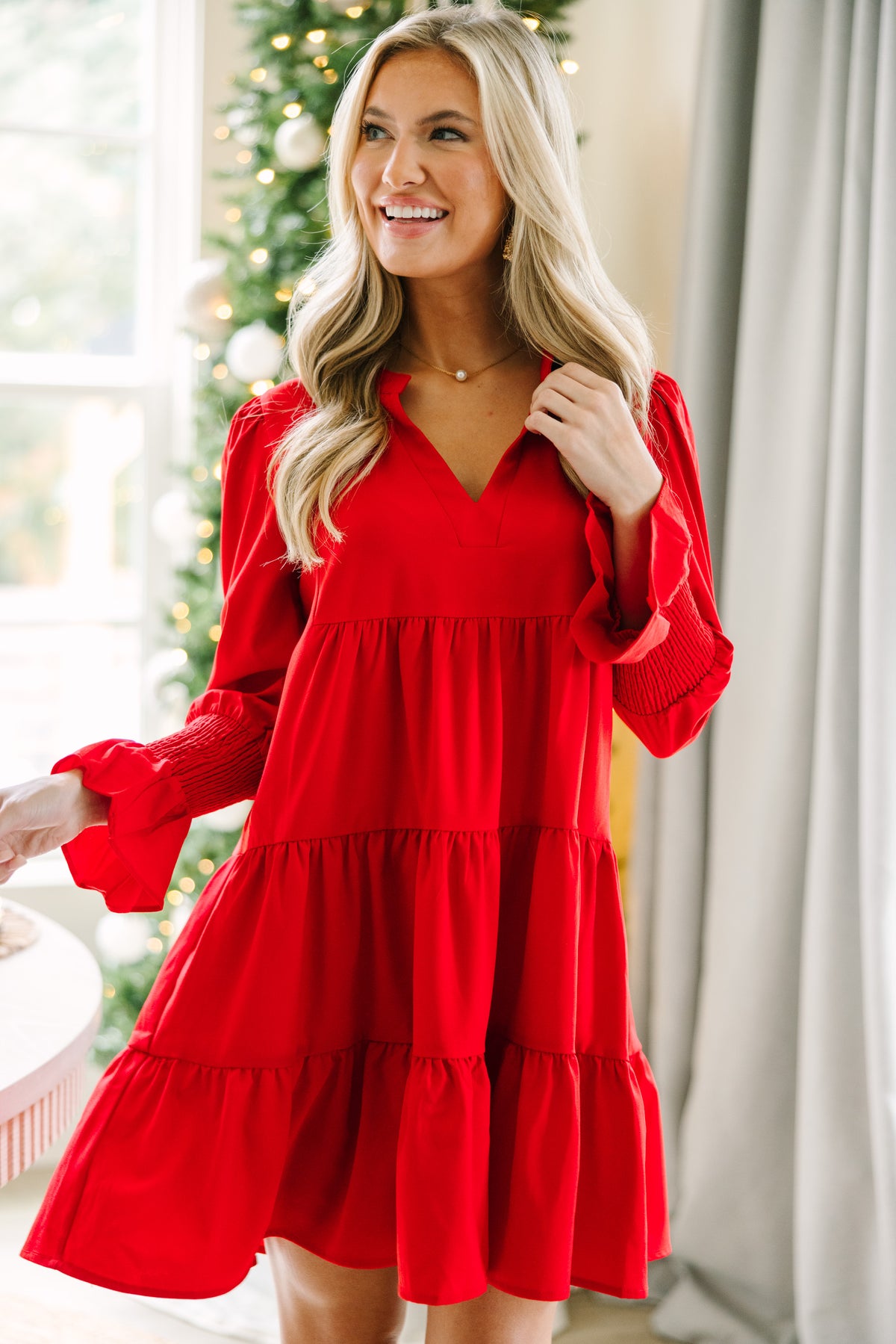 What A Surprise Red Ruffled Dress – Shop the Mint