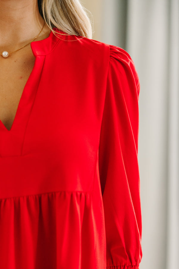 What A Surprise Red Ruffled Dress – Shop the Mint